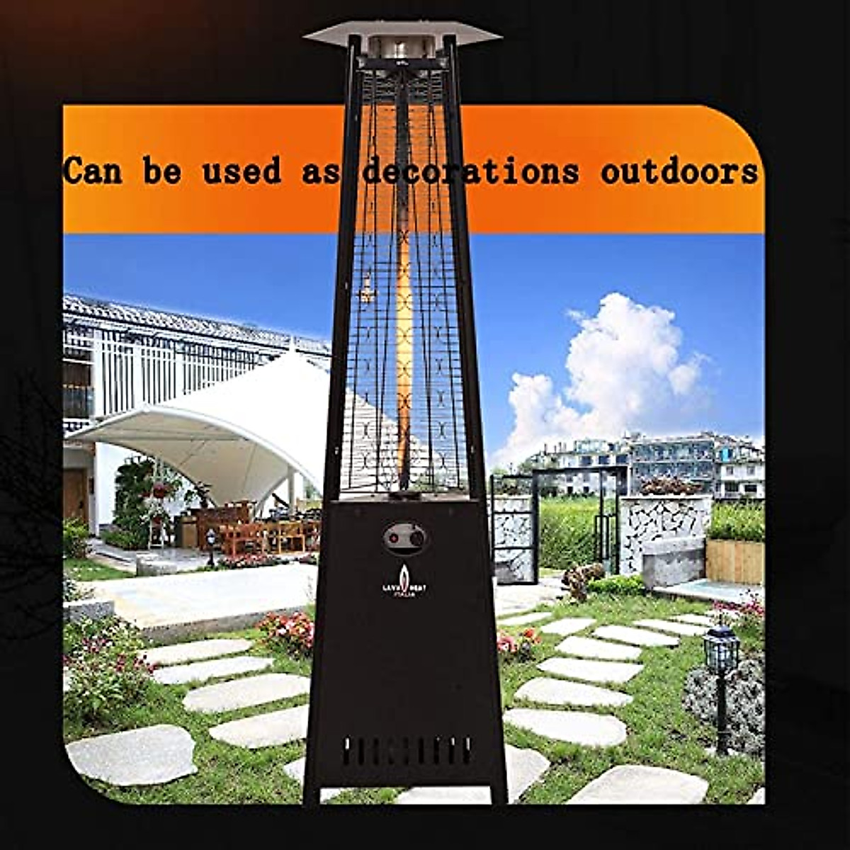 YAOJIA Outdoor Patio Space Heater 13 KW Natural Gas Patio Heater ，Waterproof Adjustable Firepower Pyramid Patio Liquefied Gas Heater ，Outside Space Heating for Home Garden & Gazebo， 234 X 60 X 60cm