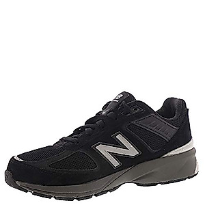 New Balance 990 V5 Lace-Up Sneaker, Black/Silver, 4 Wide US Unisex Big_Kid