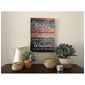 Rustic Serenity Prayer Wall Decor - Real Wood Serenity Prayer Sign - 12"x17" - Charming Farmhouse Serenity Sign Decor - Pallet Serenity Prayer Wall Art