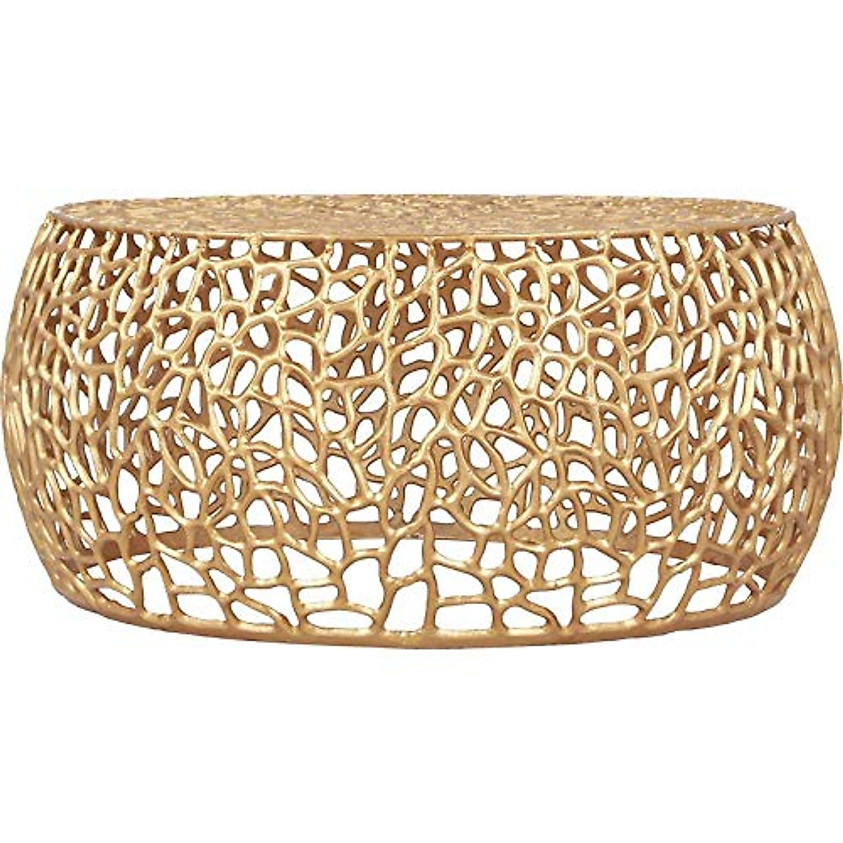 Meridian Furniture Priya Collection Modern | Contemporary Solid Aluminum Round Coffee Table & Priya Collection Modern | Contemporary Solid Aluminum Round End Table, 17.5" Wx17.5 Dx20 H, Gold