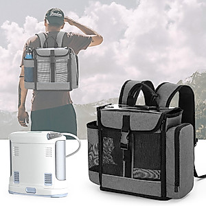 CURMIO Portable Oxygen Concentrator Backpack Compatible with Inogen One, Oxygo, Caire Units, SimplyGo Mini, POC Travel Bag for Machine and Accessories, Gray (Bag Only, Patent Design)