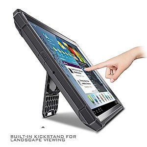 Fintie Shockproof Case for Samsung Galaxy Tab A 10.1 2019 Model SM-T510 / T515 / T517, Tuatara Rugged Unibody Hybrid Full Protective Bumper Kickstand Cover with Built-in Screen Protector, Black