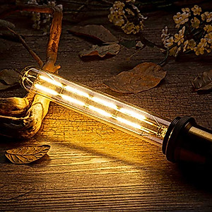 YFXRLIGHT Dimmable T10 Edison Led Long Tubular Bulb 4000k Daylight White,8W Vintage Filament Bulb 80W Equivalent, E26 Base Led Bulb, 8.9inch, Pack of 4