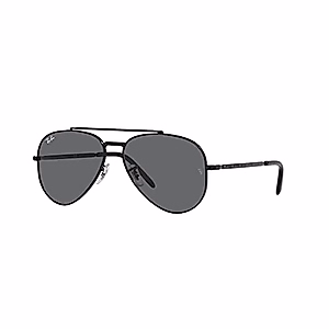Ray-Ban RB3625 New Aviator Sunglasses, Black/Dark Grey, 58 mm