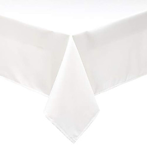 Amazon Basics Square Washable Polyester Fabric Tablecloth - 52" x 52", White, Pack of 2