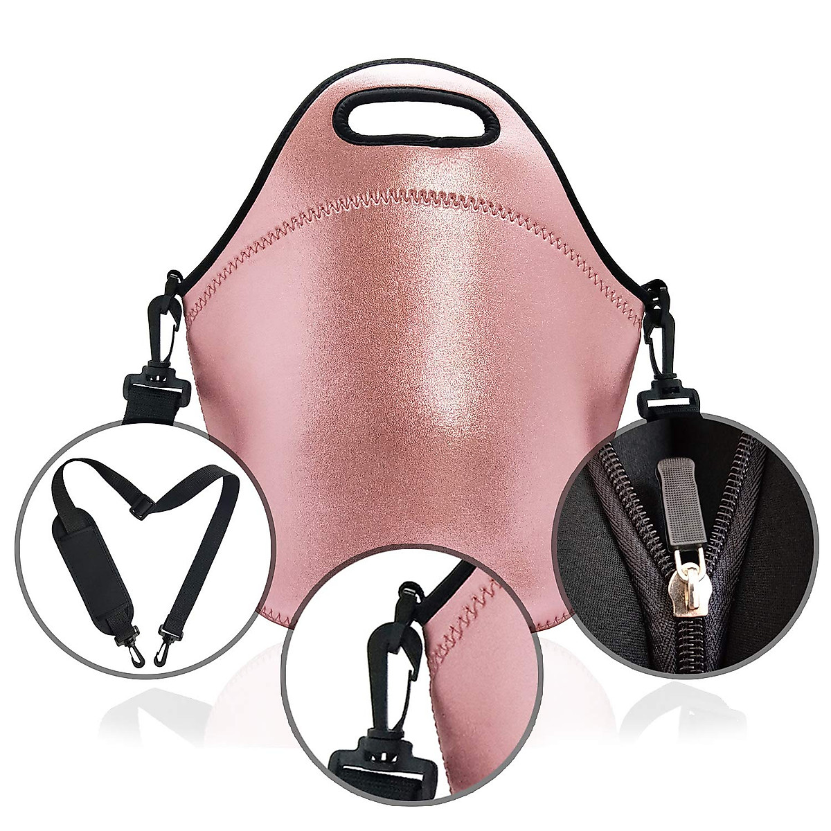YIDA Neoprene Insulated Lunch bag, Lunch tote Boxes Bags for Women Men Work Office Picnic Travel (Rose Gold)