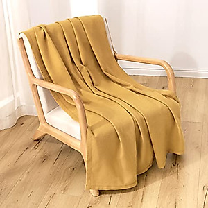 Berkshire Merino Wool Throw | All-Season Merino Wool Throw | Ochre | Throw (50" x 70")