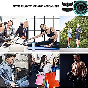M MITLINK Abs Stimulator Abdominal Intelligent Muscle Toner Training Device 10 Extra Gel Pads Portable Fitness Workout Equipment for Men Women Home Office Equipment (Black)