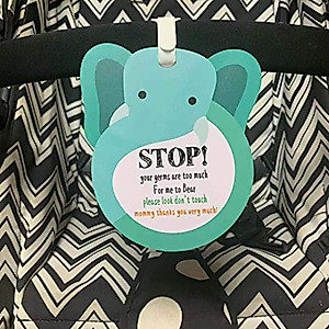 Elephant Baby Don‘t Touch Sign Baby Car Seat Cover Tag Newborn Stroller Tag Do Not Touch Sign for Baby Preemie No Touching Sign Vinyl Hard Board Baby Basket Tag with Hanging Straps 2 Set