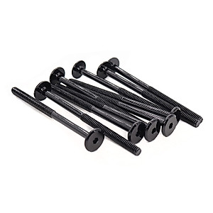 cSeao 10 Pack 1/4"-20 100mm Allen Head Joint Connector Bolts, Hex Socket Head, Black, 4 Inches Futon Screws, Half Thread 57mm