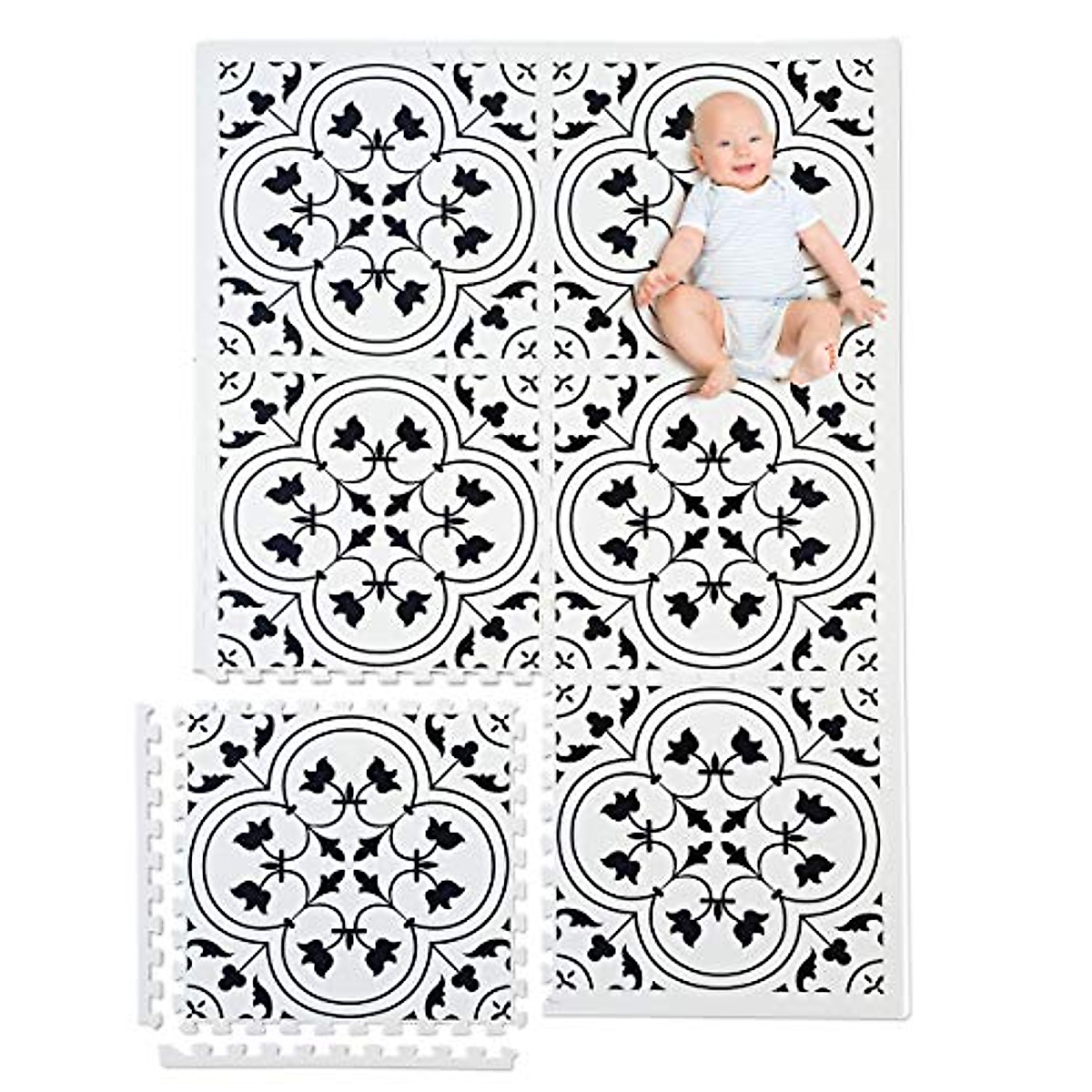 Eggyo Premium Stylish Foam Baby Mat, 72 by 48 Inches, White and Black