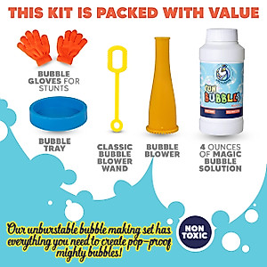 Touchable Bouncing Bubble Kit for Kids – Unpoppable Bubbles Solution Toy for Indoor & Outdoor Play – Unique Miracle Big Bubble Maker Game Makes a Great Gift for Boys & Girls