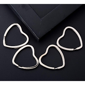 Heyous 10pcs Creative Flat Key Ring Silver DIY Metal Key Holder Keyring Keychain Hoop Loop Heart Shape