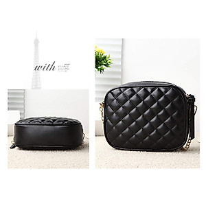H HANBELLA - A FASHION TRENDY COLLECTION. FOREVER. - Womens and Girls Black Crossbody Bag Quilted Leather Pocketbook Handbag - Teen Girls Shoulder Purses Cute Satchel