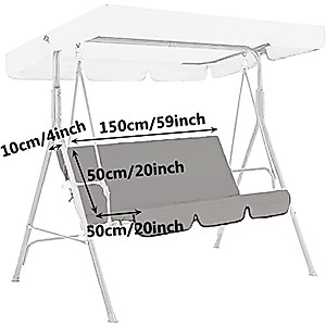 BTURYT Waterproof Swing Seat Cover,Swing Cushion Cover Replacement,Dustproof Protective Covers for 3 Seat Garden Swing Chair Cushions-(Chair Cover only)