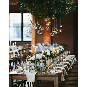 Activ8 Elegant Wooden Wedding Table Numbers | 1-12 Pack | Calligraphy Sticks Including Extra Thick Solid Base | Reception Party Home Decoration Centerpiece| Spray or Natural | Banquet Event Decor