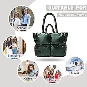 Puffer Tote Bag, Extra Large Luxury Bags for Women Unicloud Puffy Shoulder Quilted Handbag Woven Underarm Designer