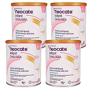 Neocate Infant - Hypoallergenic, Amino Acid-Based Baby Formula with DHA/ARA - 14.1 Oz Can (Pack of 4)