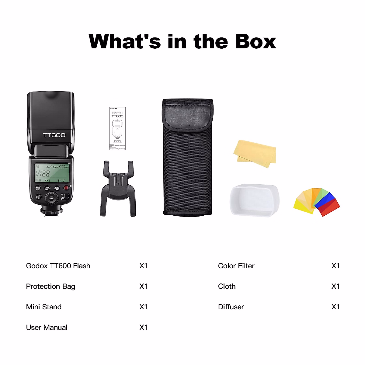 Godox TT600 GN60 2.4G 1/8000s Camera Flash Speedlite, 230 Full Power Flashes, 0.1-2.6s Recycle Time, Compatible for Canon, Nikon, Pentax, Olympus and Other DSLR Cameras with Standard Hotshoe & Filte