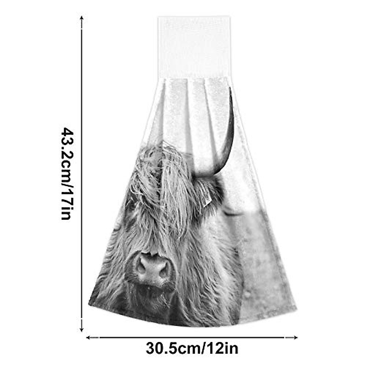 Qilmy Hand Towels Set of 2, Absorbent Hanging Towels with Loop & Hook, Dishcloths Wash Cloth for Kitchen Bathroom, Highland Cow