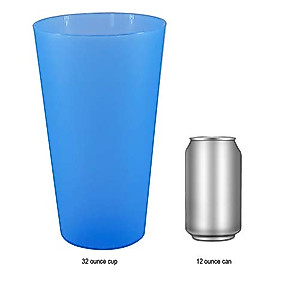 YUYUHUA 32-ounce Cups, BPA-free Plastic Tumblers Reusable Dishwasher Safe Set of 12 in 4 Assorted Colors Large Drinking Glasses