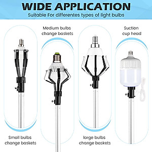 Trasylph 13FT Light Bulb Pole Changer for High Ceilings, Light Bulb Extension Pole Changer with Basket and Suction Cup, Light Bulb Removal Tool for Household Hanging Lights