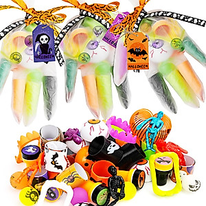 220Pcs Halloween Party Favors, 12 Pack Gloves Stuffed Toys Bulk, Non-Candy Halloween Prefilled Toys for Kids Trick or Treat, Halloween Gifts for Boys Girls School Classroom Prizes Party Supplies