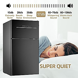 3.0 Cu.Ft Compact Refrigerator with 2 Doors, Mini Fridge with Freezer, 37dB Quiet, 7-Settings Mechanical Thermostat, Small Refrigerator for Bedroom Office, Dorm or Garage, Black (New Black)