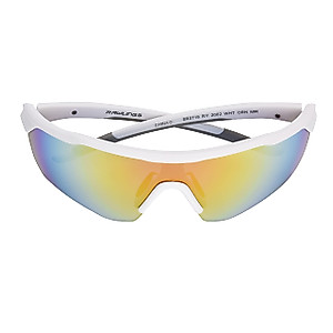 Rawlings Pitch Perfect Shield Youth Baseball Sunglasses, Matte White/Orange Mirror, 65mm