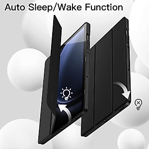 JETech Case for Samsung Galaxy Tab S9 FE 10.9-Inch with S Pen Holder, Soft TPU Tri-Fold Stand Protective Tablet Cover, Support S Pen Charging, Auto Wake/Sleep (Black)