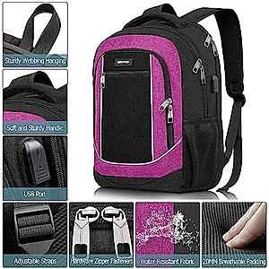 Travel Laptop Backpack for Men and Women, Backpack for School Teen Boys and Girls, Student Bookbag 15.6 inch Laptop Compartment with USB Charging Port and Anti theft Poket, Black