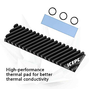 icepc M.2 Heatsink for PS5 PCI-E NVME 2280 SSD Graphene Coating Copper Heat Sink,High Performance SSD Radiator with Thermal Pad for Laptop PC 2280 NGFF Solid State Disk Cooler(70x20x4mm)