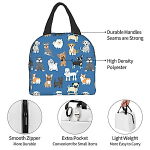 Wyehjut Dog Lunch Box Kids Insulated Puppy Lunch Bag Reusable Animal Lunchbox Tote Bags for Teens Girls Boys Women School Office Travel