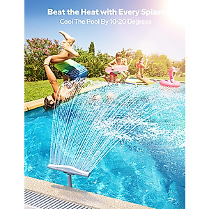 POOLHACKER Pool Fountains for Above and In-ground Pools, Adjustable Whale Tail Waterfall Wide Width Pool Sprinkler Fountain for Relaxation & Cooling 10-20 Degrees, Swimming Pool SPA Accessories