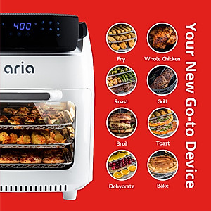 Aria 10 Qt. Touchscreen Air Fryer Oven with Premium Accessory Set and Recipe Book, White