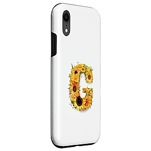 iPhone XR Letter G Initial Monogram Sunflower Minimalist Women Yellow Case