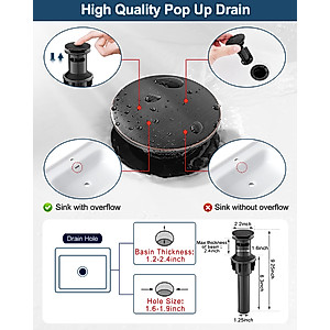 HOIGY Bathroom Waterfall Faucet, Brass Oil Rubbed Bronze Bathroom Faucet Single Handle, 4 Inch Bathroom Sink Faucet 1 Hole or 3 Holes, Bathroom Faucets with Pop-Up Drain & Deck Plate for RV Farmhouse