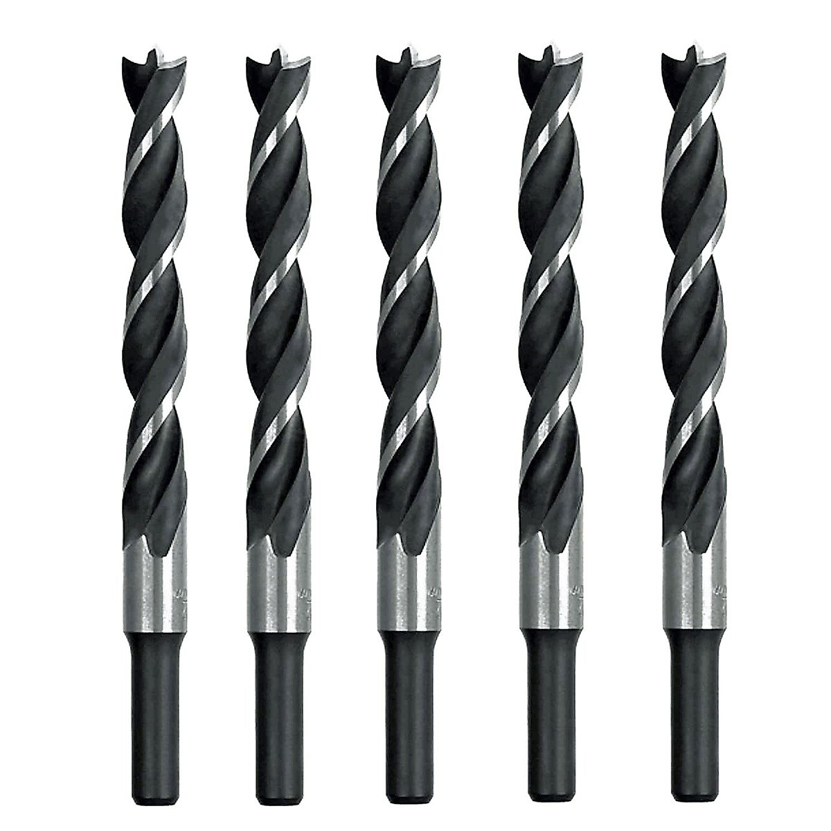 Brad Point Drill Bit Set 7/16 in. 5Pcs Spur Point Stubby Woodworking Drill Bits