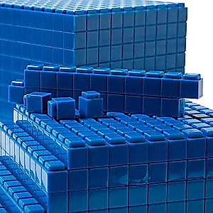 hand2mind Blue Plastic Interlox Connecting Base Ten Blocks Complete Set, Place Value Blocks, Counting Cubes for Kids Math, Math Manipulatives for Kids, Kindergarten Homeschool Supplies (Set of 322)