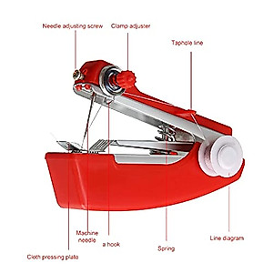 Mini Sewing Machine, Handheld Portable Hand Sewing Machine Handheld Sewing Machine Anti Rust Mini Portable Stitch Stapler for Home Outdoor Travelling