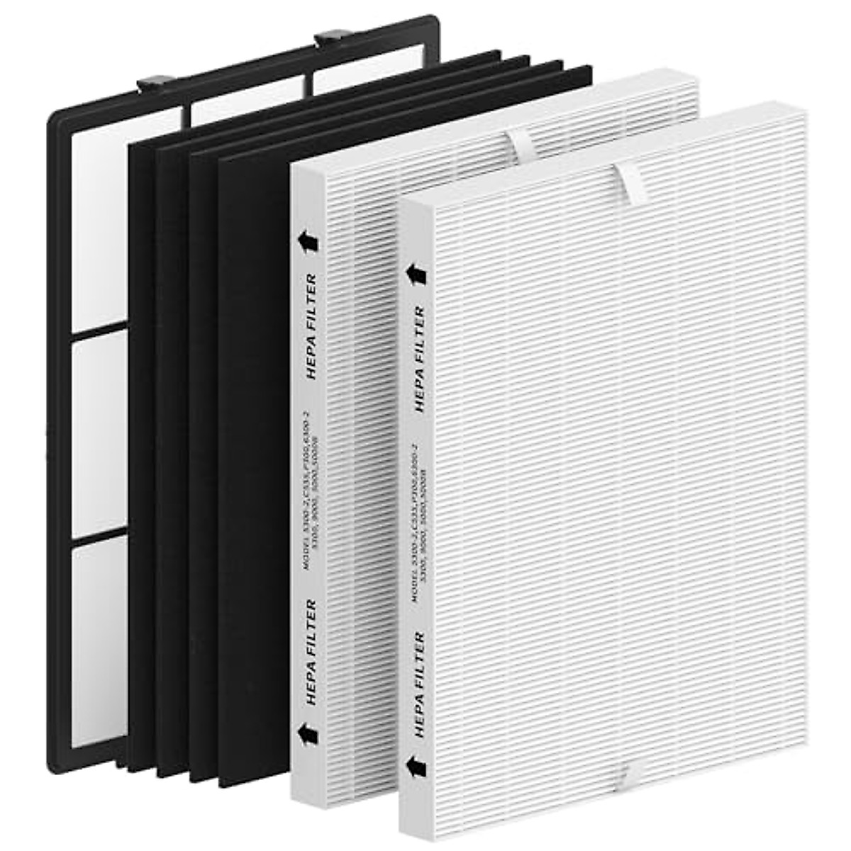 CFKREYA 115115 Filter A Replacement for Winix PlasmWave Air Puri Fier C535 5300 5300-2 6300 6300-2 5000 9000 C909 AM90, 2 HEPA Filter and Washable Pre-Filter and 4 Carbon Filter