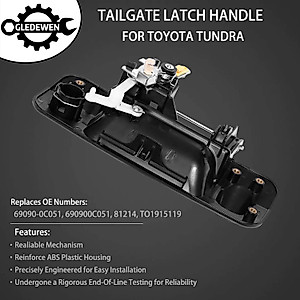 Gledewen Tailgate Handle Liftgate Latch Handle with Rear Camera Hole | for 2007-2013 Toyota Tundra | Replaces# 69090-0C051, 690900C051, 81214