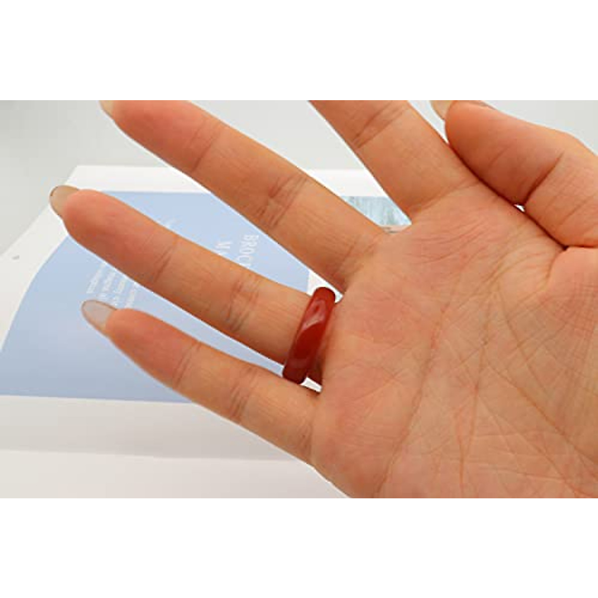 FUTIMELY 2Pcs 6mm Red Carnelian Crystal Rings Set for Women Agate Carnelian Stone Stackable Band Ring (8)