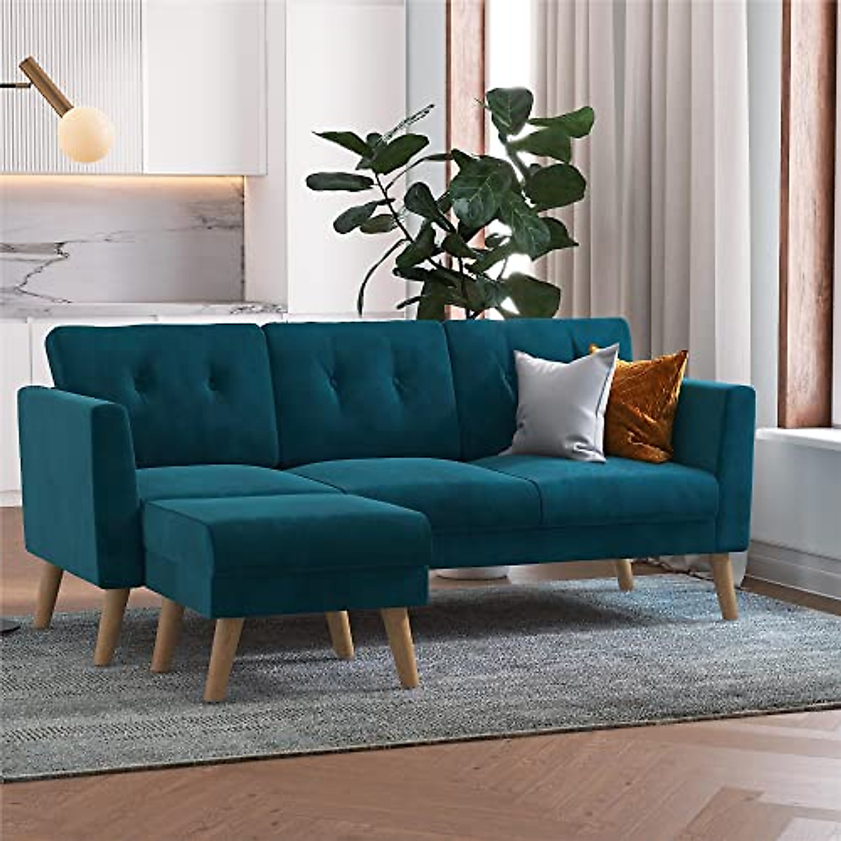 CosmoLiving by Cosmopolitan Gloria Upholstered Sofa, Blue