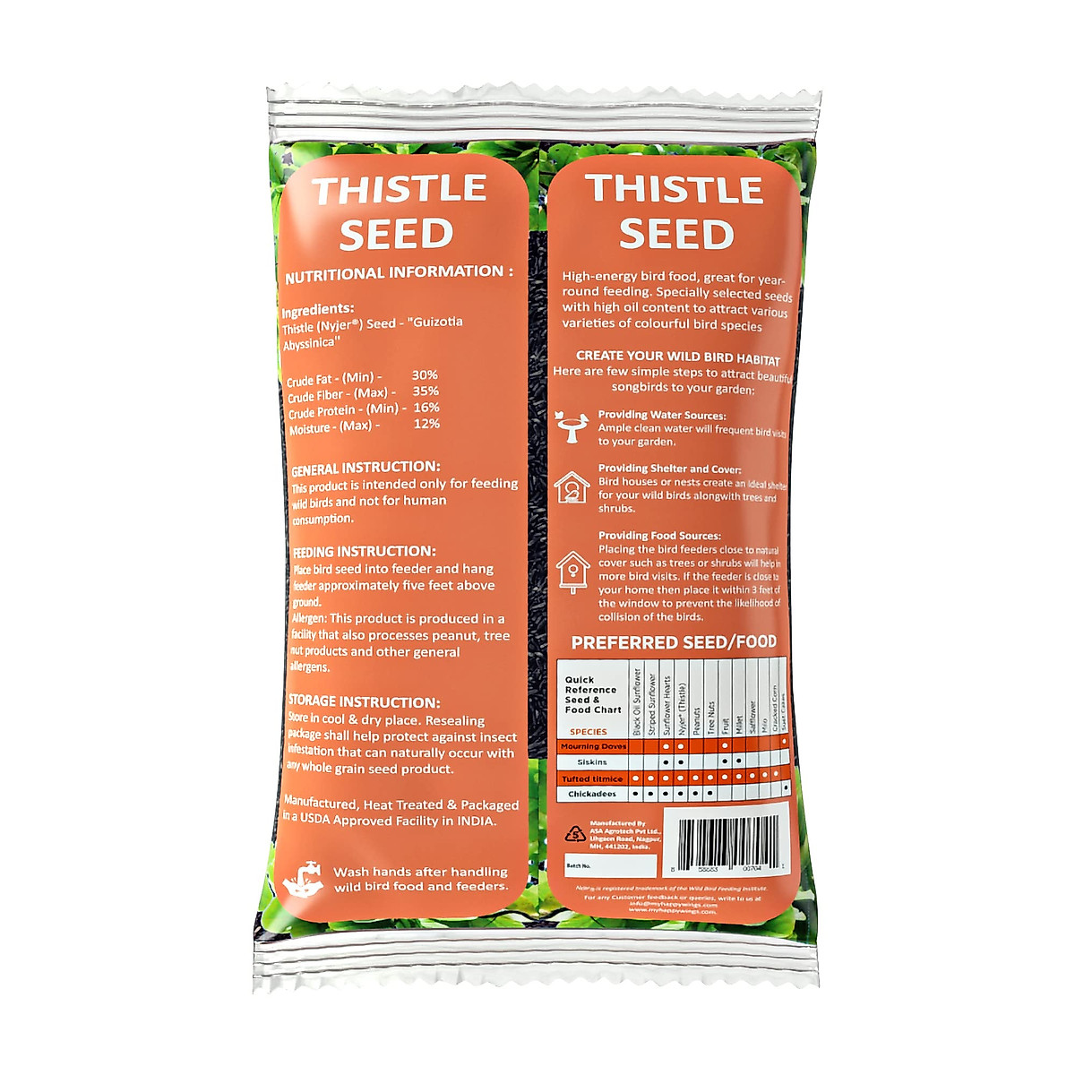 Happy Wings Nyjer/Thistle Seeds Wild Bird Food - 10 Pounds I No Grow Seed I Bird Seed for Wild Birds