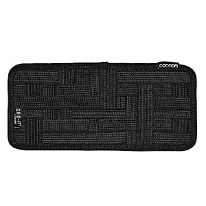 Cocoon CSG270BK Waxed Canvas Gadget Case Includes Grid-IT!® Accessory Organizer (Black) Medium