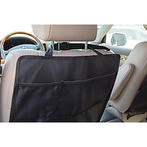 OxGord Kick Mats Seat Protector with Storage Organizer Pocket- 2 Pack - Universal Fit for Car, Truck, SUV, or Van - Rear Auto Bucket Seat Upholstery Protective Cover