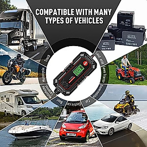 Sailvono 4A Battery Charger, 6V and 12V Smart Trickle Charger, 10-Stages 14.6 Volt LiFePO4 Automatic Battery Maintainer with Supply Mode for Motorcycle Car Lawn Mower Boat Marine Lead Acid Batteries