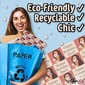 Super Cute, Funny Happy Birthday Girl 20x30 Inch Wrapping Paper Sheets 3 Pack. Recyclable, Novelty Design Squares Great for Friends. Unique, Folded Heavy Duty Gift-Wrap Papers for Women’s Bday Gifts.