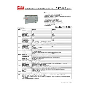 Mean Well DRT-480-48 48V 10A 480W Single Output Industrial DIN RAIL Power Supply
